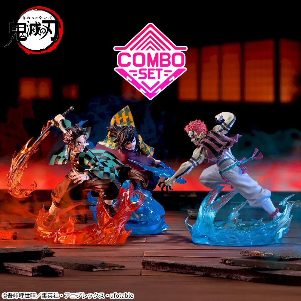Figurine Tomioka & Tanjiro VS Akaza Xross Link Luminasta Demon Slayer